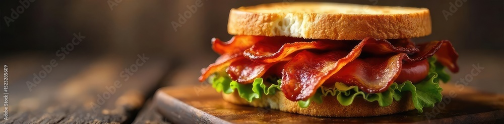 A crispy bacon sandwich, overflowing with perfectly cooked bacon strips ...
