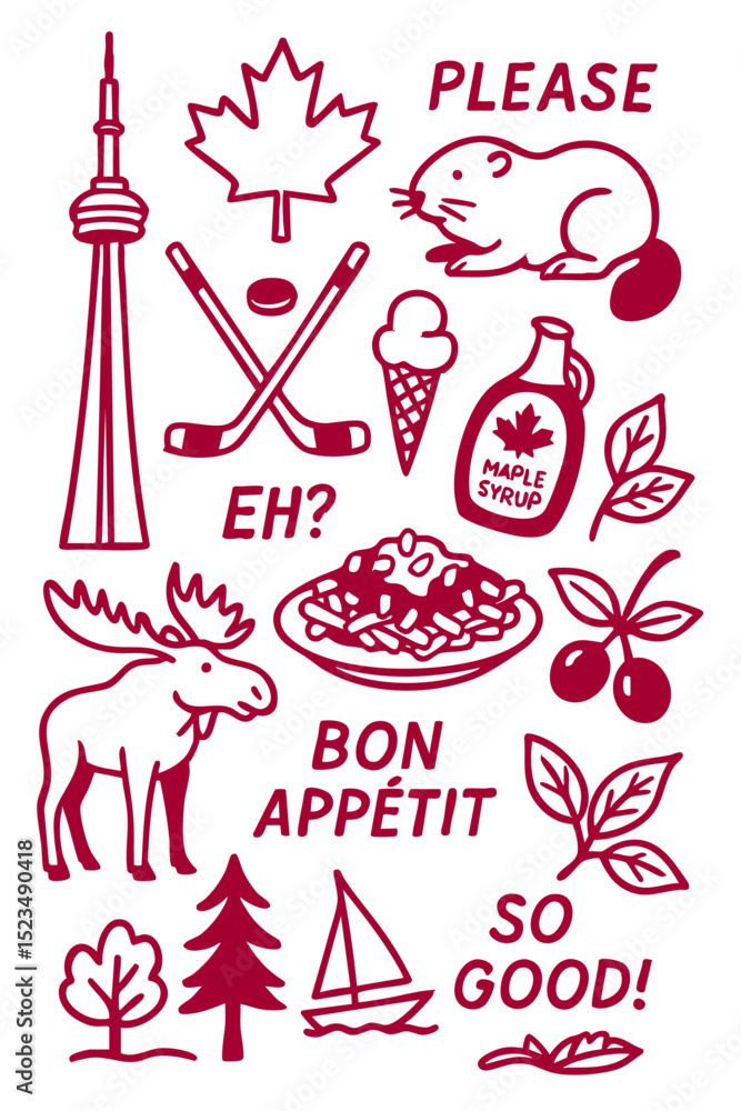 Popular Canadian Menu for Restaurant Cafe on Board Cuisine Icons ...