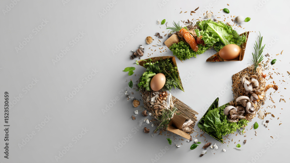 Stock-Foto „Circular economy concept with arrows transforming food ...