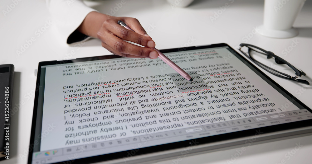 Stock-Foto „Woman Editing And Proofreading Script On Computer“ | Adobe ...