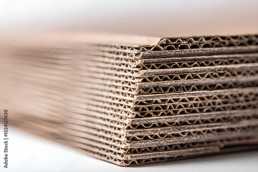 Stock-Foto „Stack of corrugated cardboard sheets forming a solid block ...