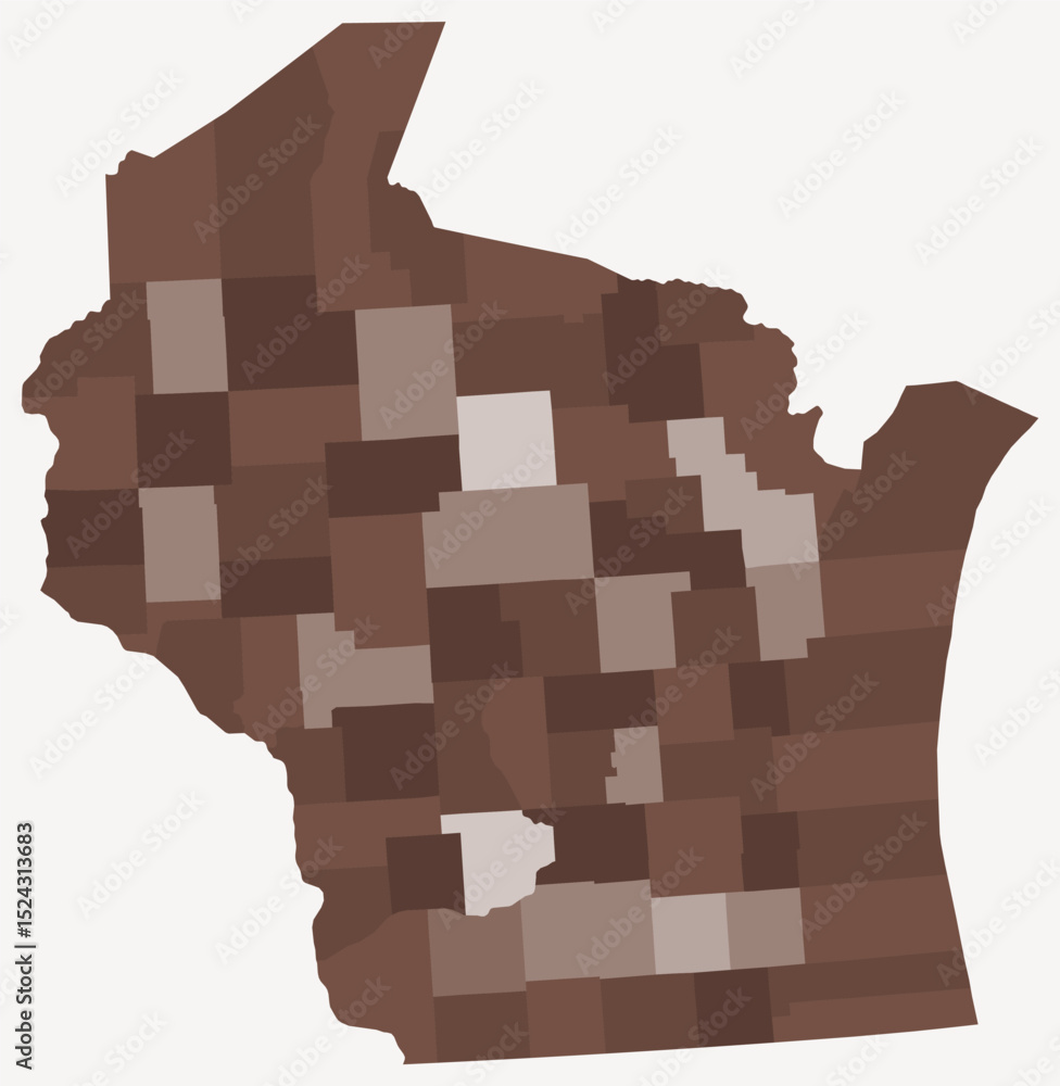 Image vectorielle Stock Map of Wisconsin with counties. Just a simple ...