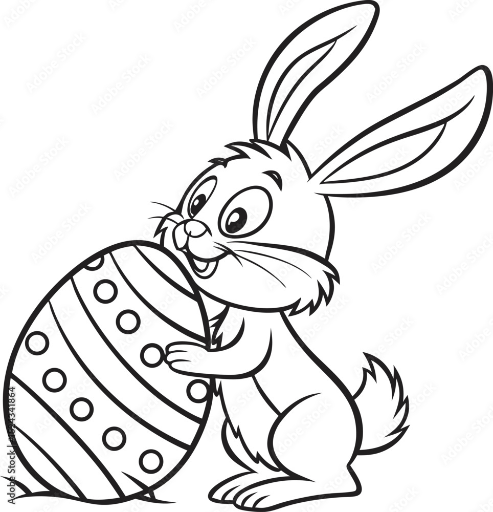 a4 colouring page bunny painting an easter egg. ready to print on standard A4 paper bunny and ...