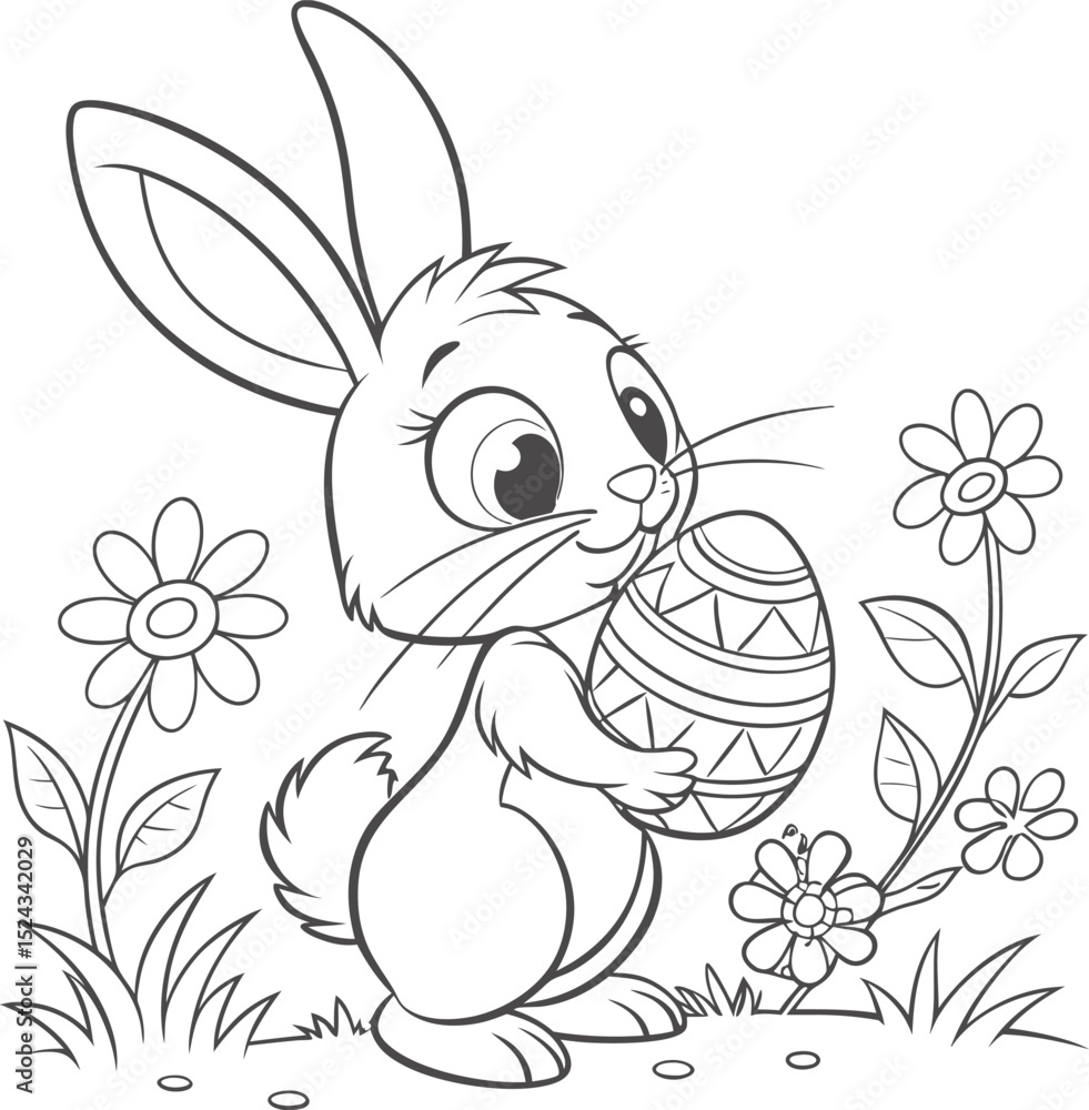 Стоковое векторное изображение «a4 colouring page bunny painting an ...