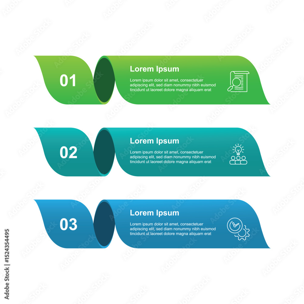 3 step infographic template. Business information graphic with icons ...
