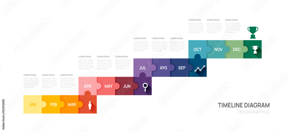 Infographic Timeline diagram calendar with gantt chart template for ...