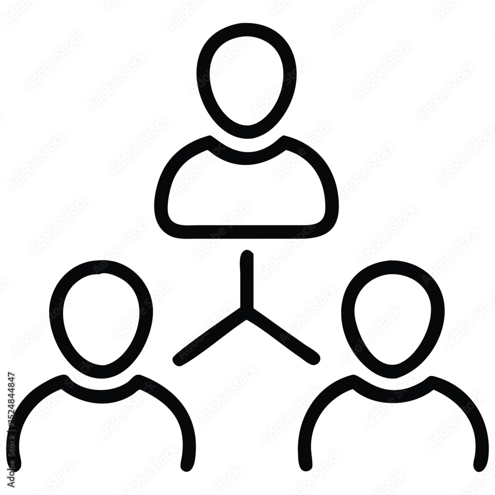 Simple Team Hierarchy Line Art Leader Connected to Two Subordinates ...