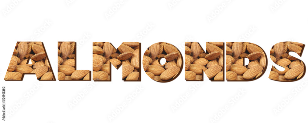 image word Almonds written alphabet see through letterhead text cut out ...