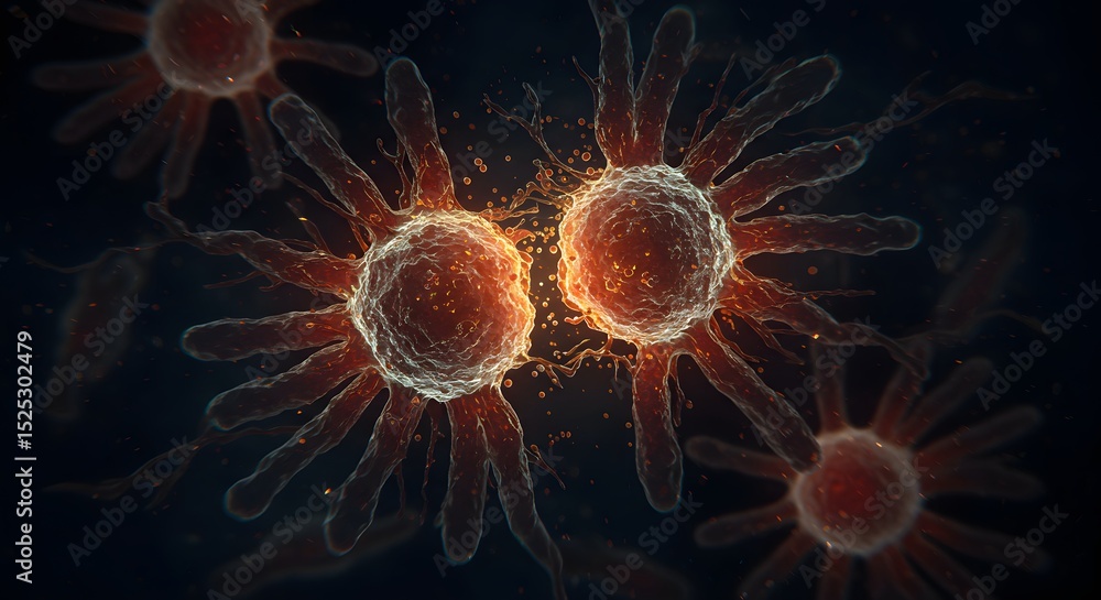 Cancer Cell Division. An aggressive, irregular cancer cell undergoing ...