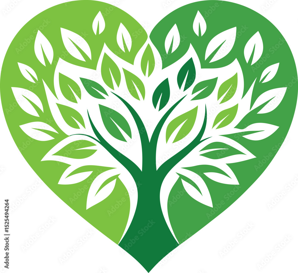A tree logo in heart shape vector Stock Vector | Adobe Stock