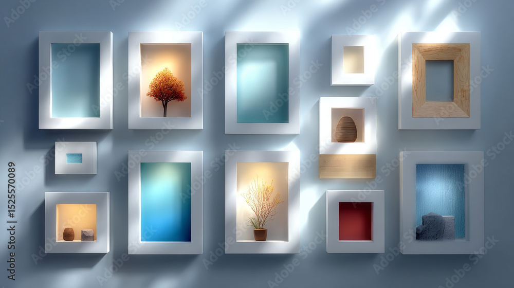 Square shadow box frame vector effect template. Rectangle page border ...