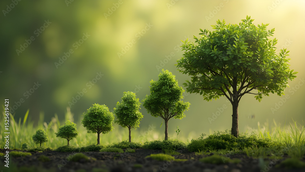 Tree life cycle from seed to maturity. Growth stages of a tree ...