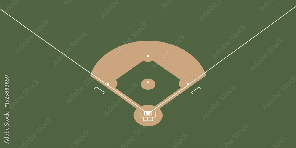 Vector de Stock Vector illustration of a top-down baseball diamond ...