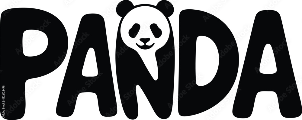 Panda Typography creative logo mascot silhouette branding, where the ...