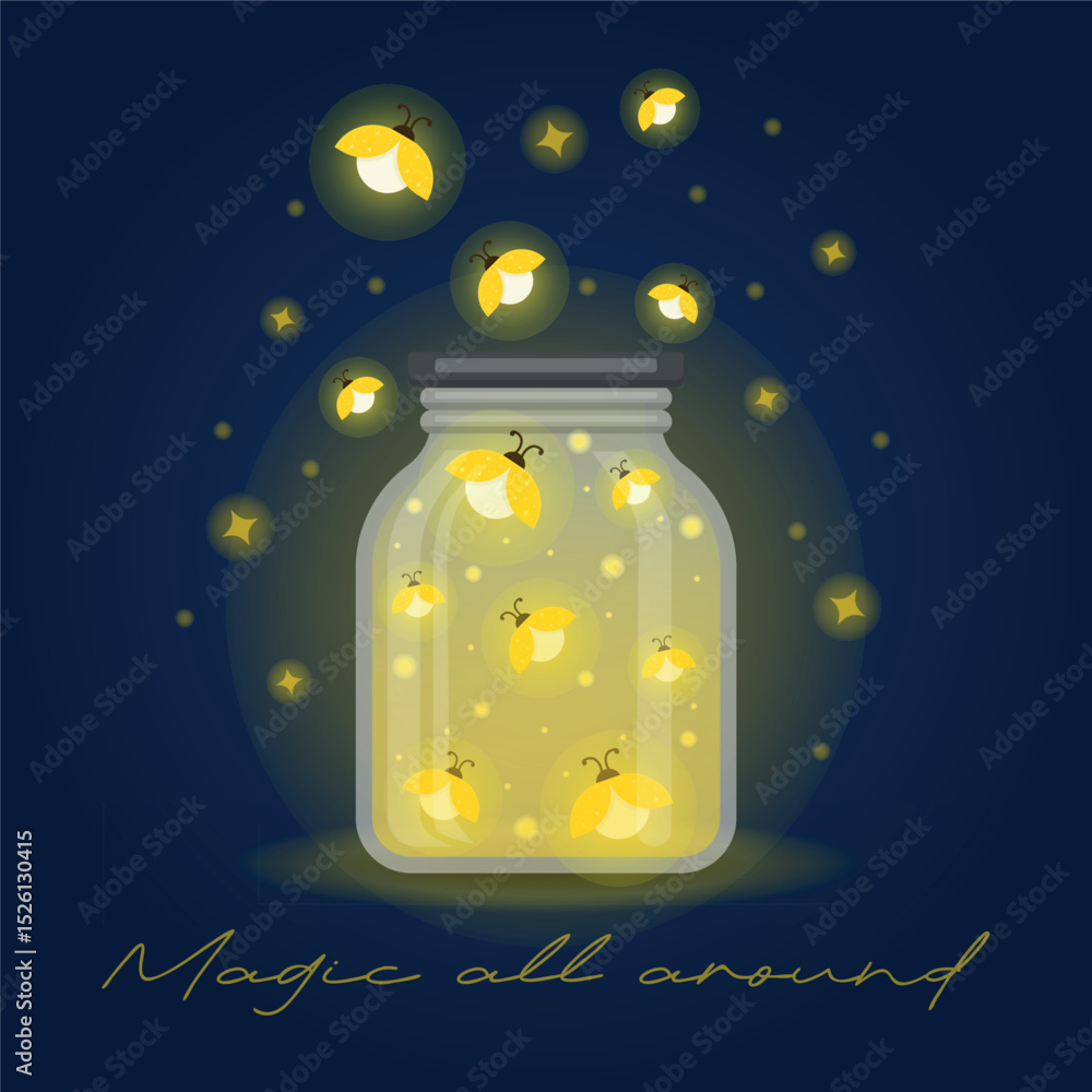 Firefly jar. Isolated vector illustration Stock Vector | Adobe Stock