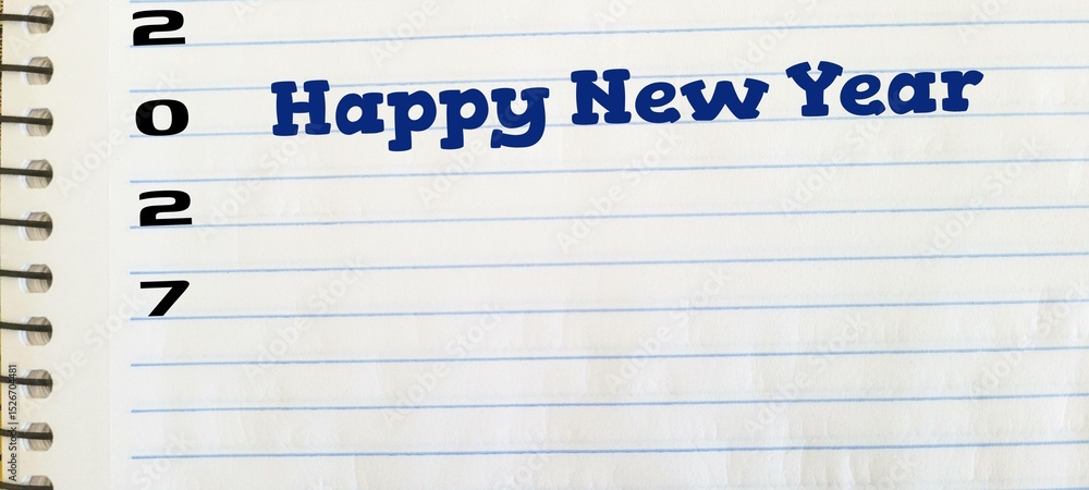 notebook sheet written 2026 happy new year Stock Photo | Adobe Stock