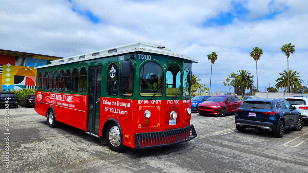 Free Trolley Ride San Pedro California Port of Los Angeles USA Pacific ...