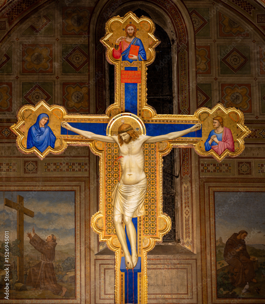 FLORENCE, ITALY - MARCH 17, 2025: The medieval painting of Crucifixion ...