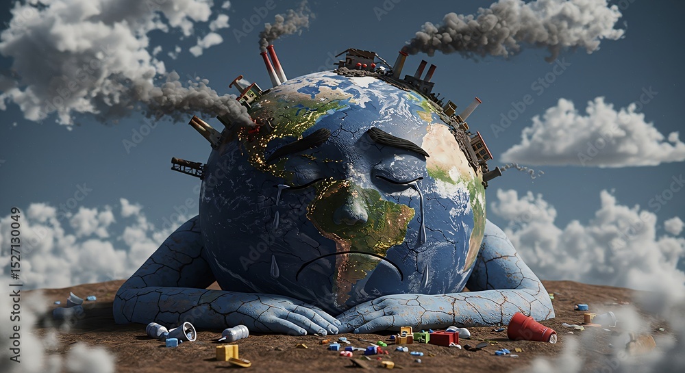 Illustration Stock 3D conceptual illustration of a tired and exhausted ...