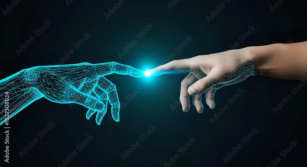 Artificial intelligence ai technology concept with human hand and ...