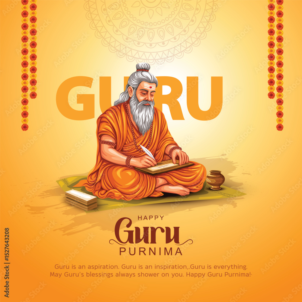 new Happy guru Purnima guru writing letter. god abstract Vector ...