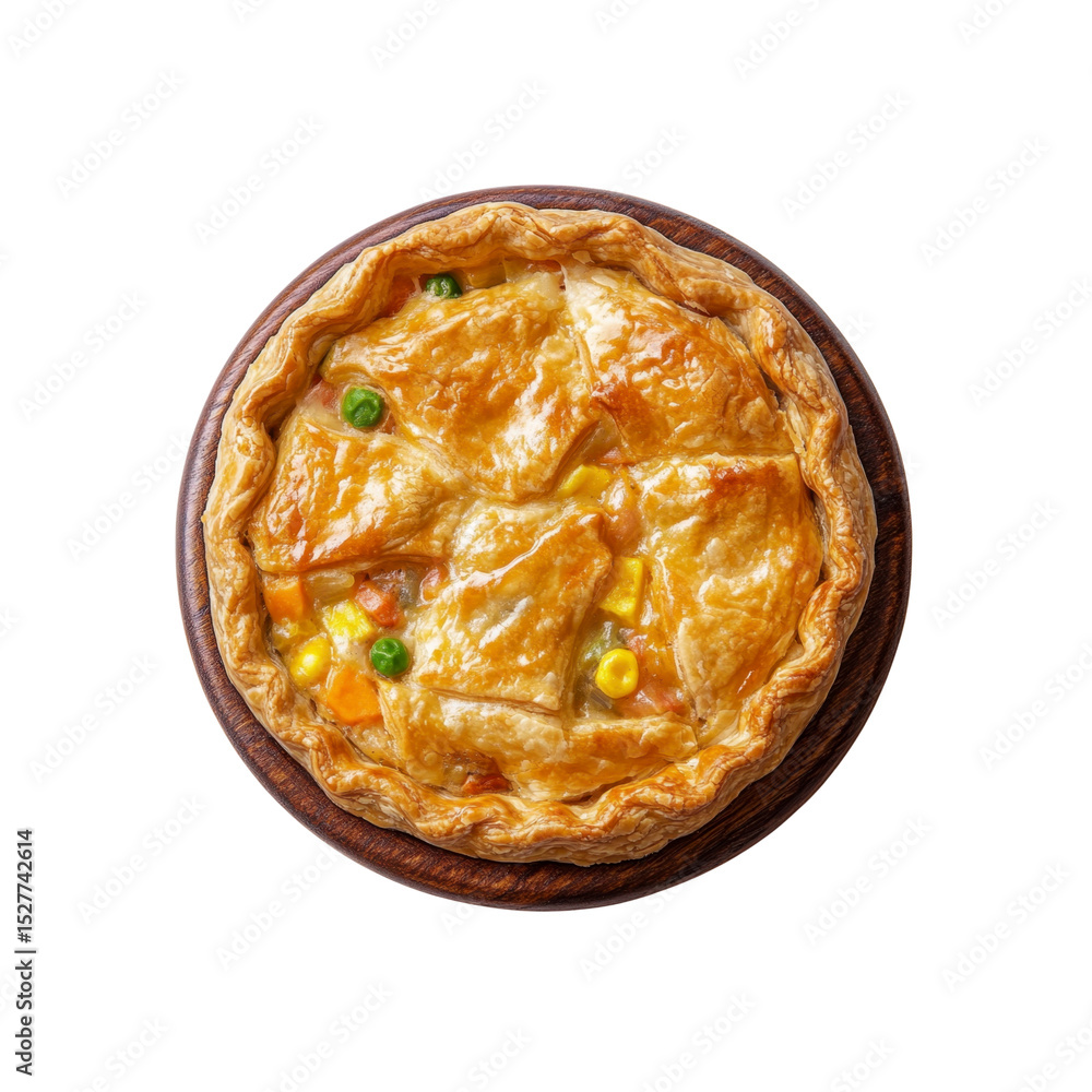 Delicious Golden Brown Chicken Pot Pie with Flaky Crust, Overhead Shot ...