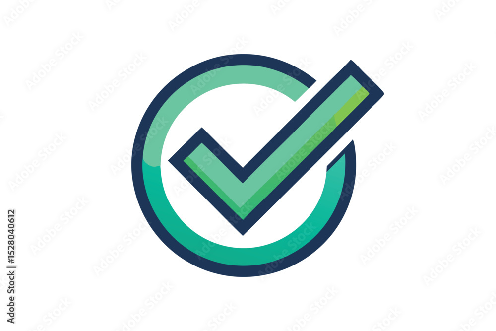 Success Checkmark Icon Green and Teal Tick Symbol for Completion ...