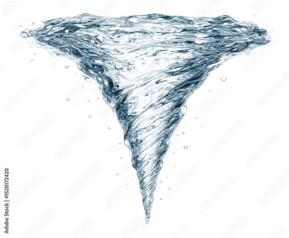 Dynamic water vortex swirling into a funnel shape with splashing ...