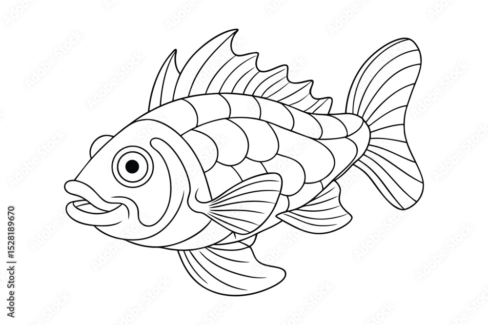 Grouper fish Coloring page , Set of Grouper fish outline, line art ...