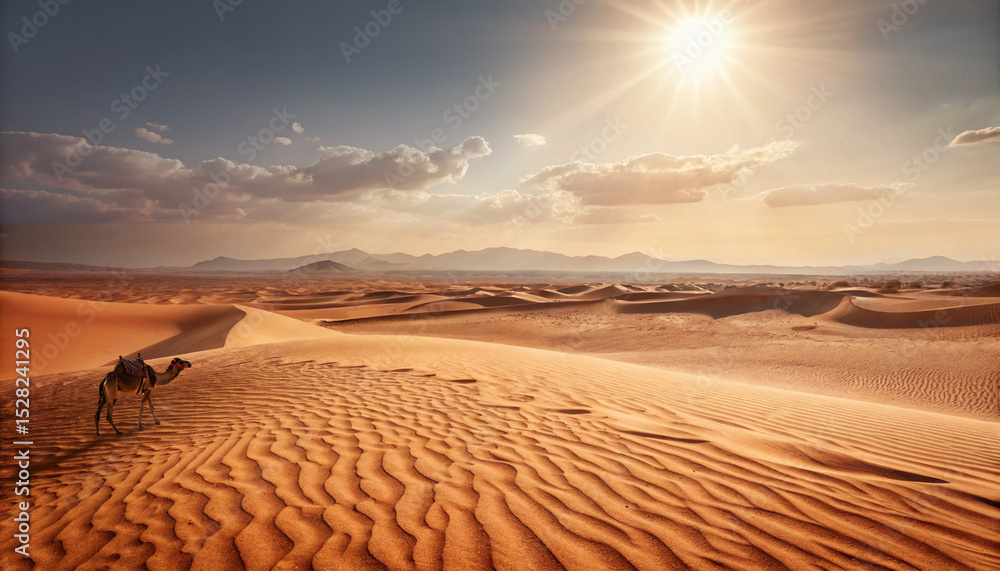 Camel walking in Desert, Sunset over the desert in Saudi Arabia, Desert ...