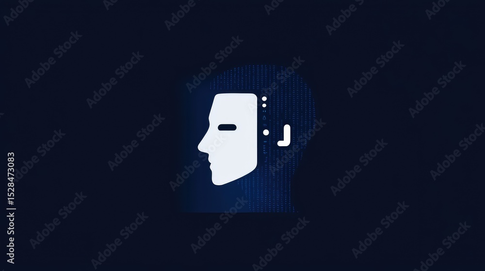 Logo concept with code brackets forming a minimalist face, representing ...