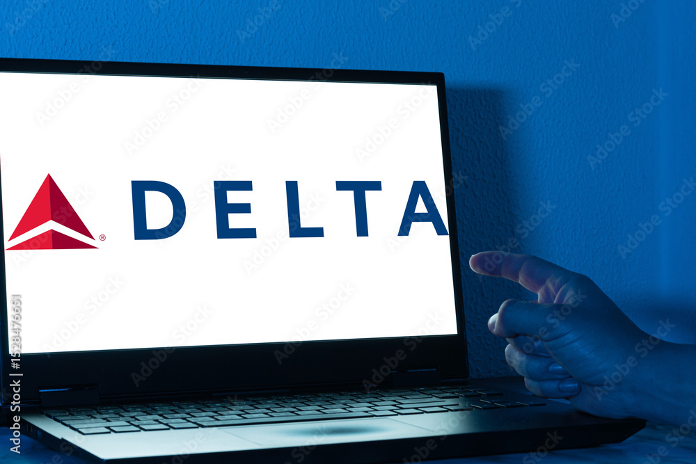 Delta Air Lines, the largest U.S. airline, visible on laptop with ...