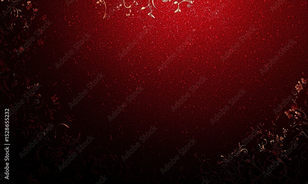 A dark red background with a subtle sparkle effect features a faded ...