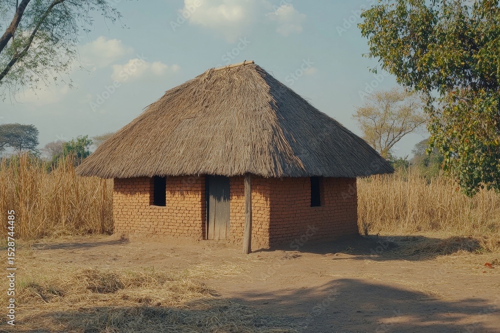 Hut in Zambian village showcases traditional architecture and serene ...