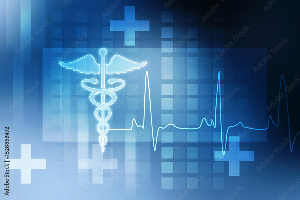 2d illustration caduceus medical symbol Stock Illustration | Adobe Stock