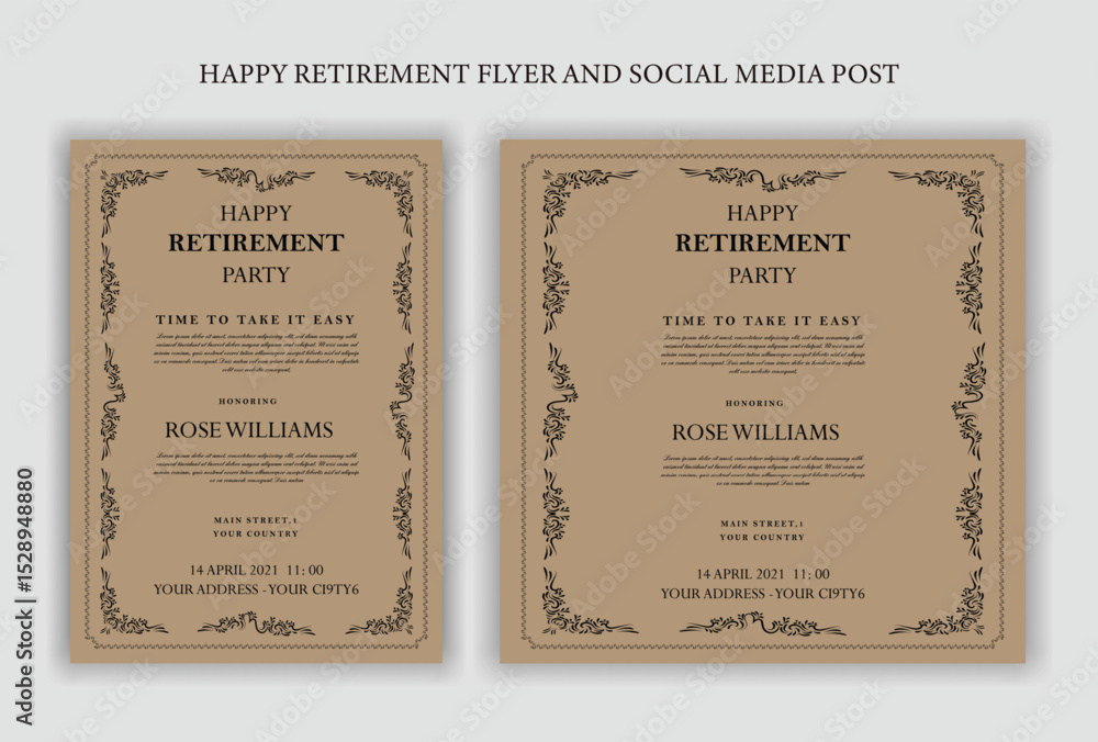 Retirement Flyer Design Template. Retirement Party Invitation Layout ...