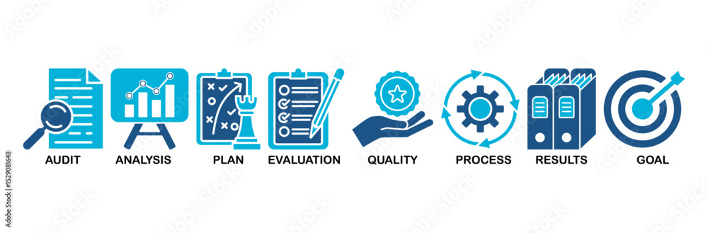 Stock-Vektorgrafik „Assessment icon set vector illustration for ...