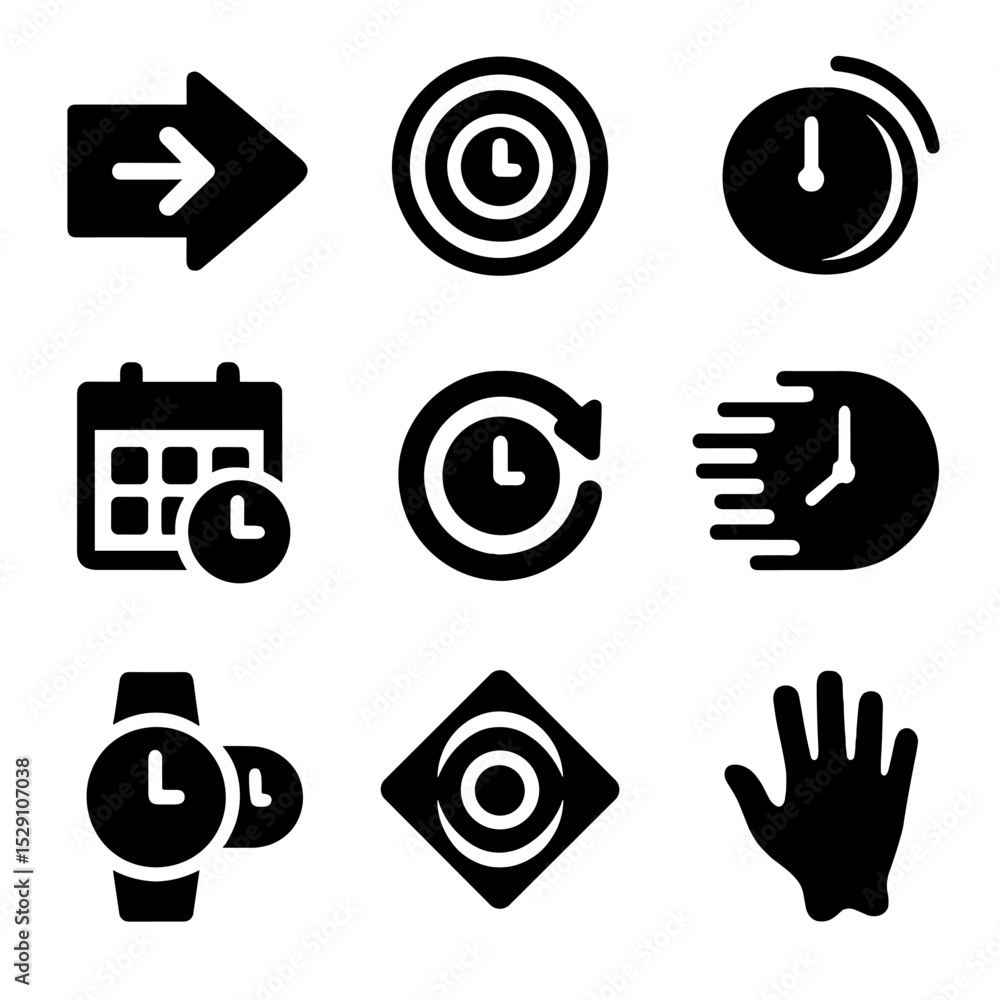 Chronal Shift Icons. Solid, Filled icon set of chronal shift elements ...