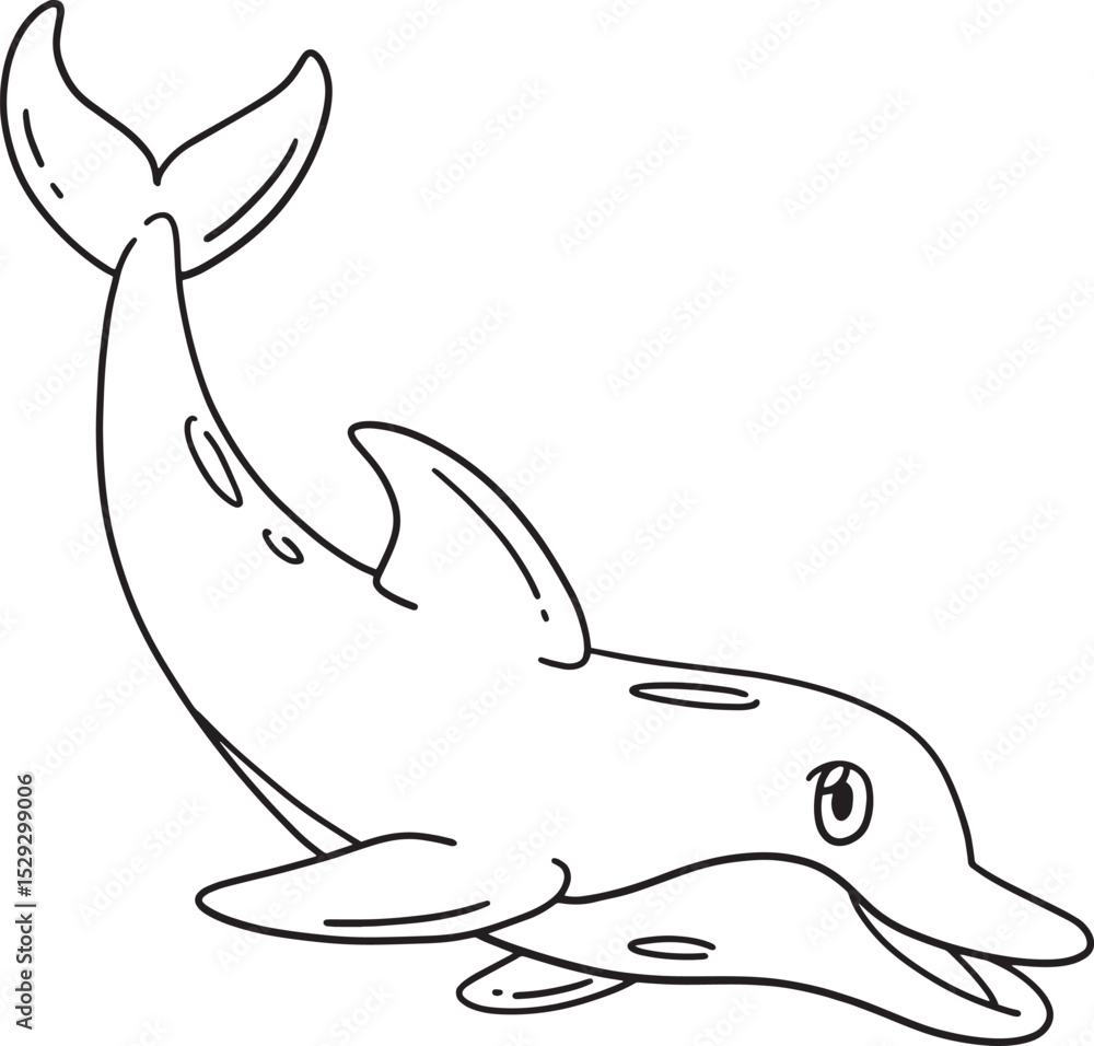 Dolphin Animal Isolated Coloring Page for Kids Stock Vector | Adobe Stock