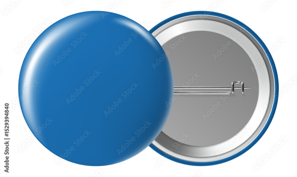 Blue blank pin displaying both front and back views, serving as an ...