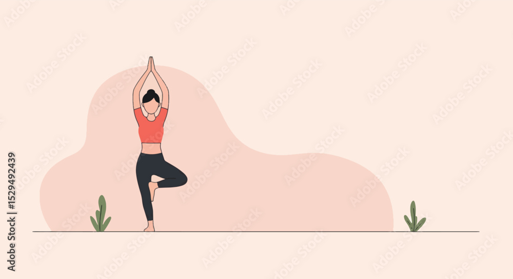 Find Your Balance A Guide to Tree Pose Yoga Stock Vector | Adobe Stock