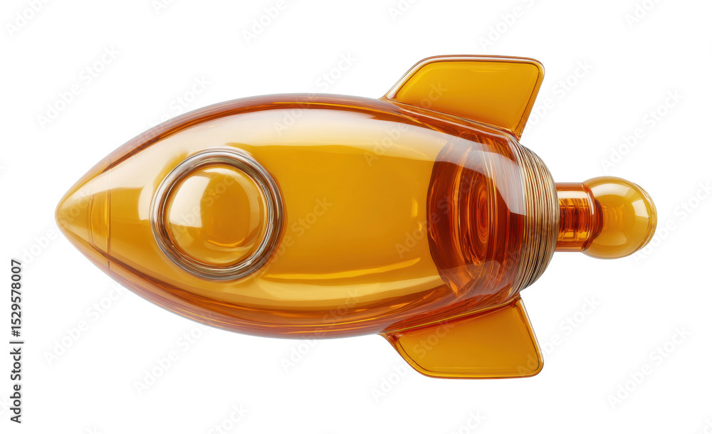 PNG Transparent amber rocket model with fin details and circular window ...