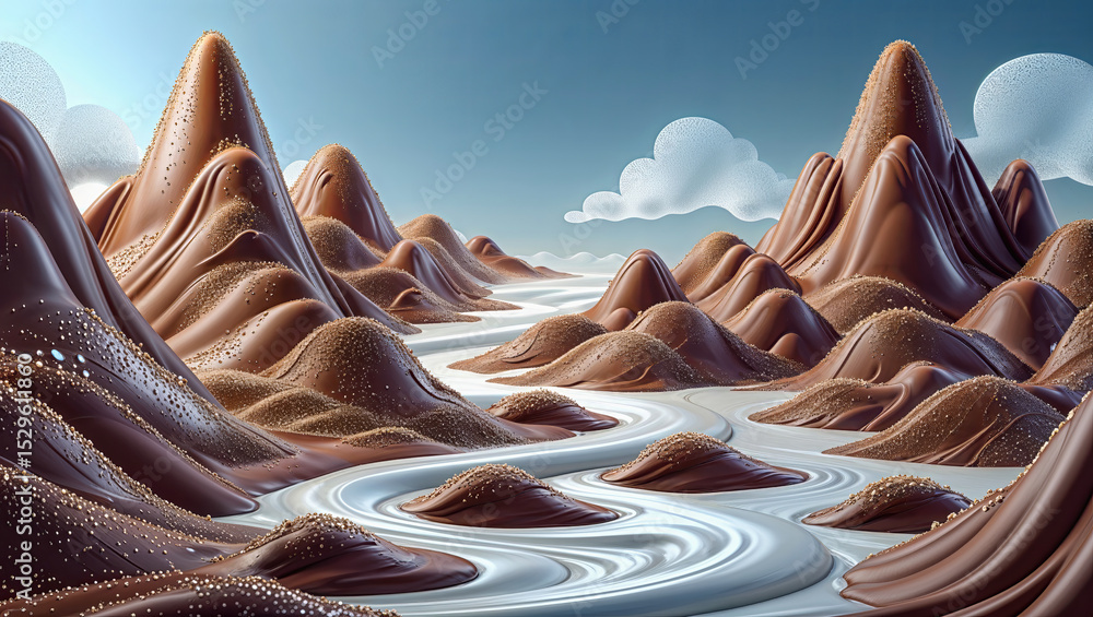 AI-generated images of a fantasy world made of chocolate and milk Stock ...