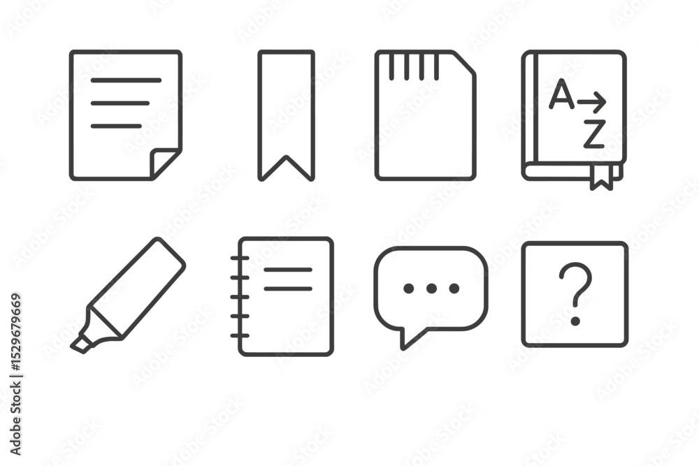 Vocabulary Icons. Line style icons for vocabulary building: word list ...