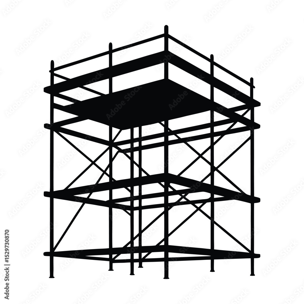 Scaffolding vector silhouette on white background Stock Vector | Adobe ...