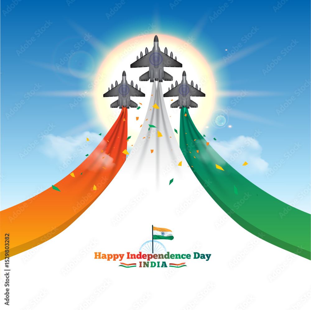 India independence day Freedom celebration greeting card design. Indian ...