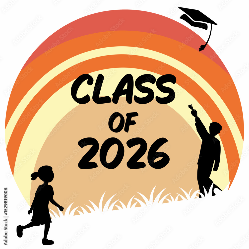 Class of 2026 graduation retro sunset design Stock Vector | Adobe Stock