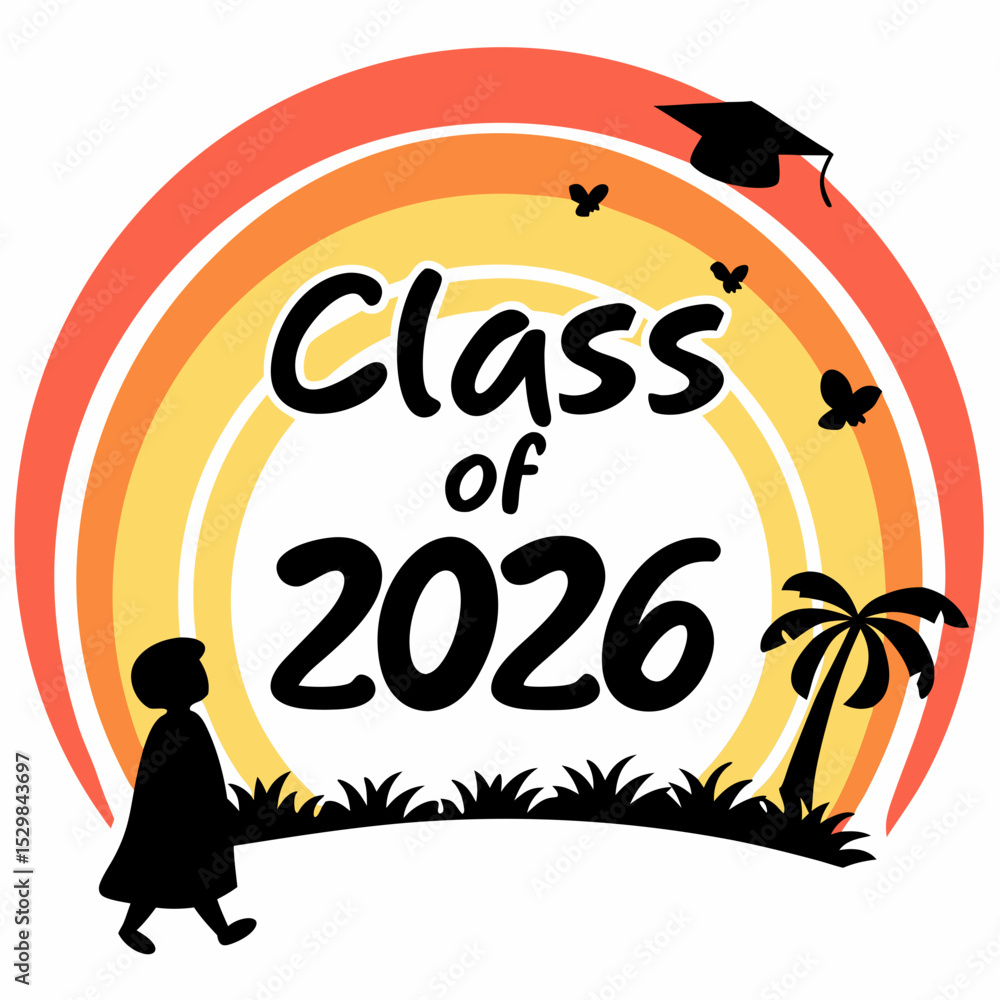 Class of 2026 graduation sunset design Stock Vector | Adobe Stock