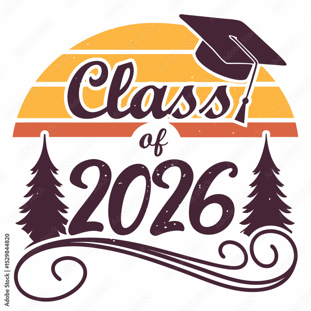 Class of 2026 graduation retro sunset design Stock Vector | Adobe Stock