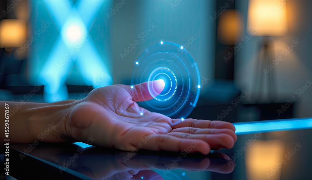 Hand Gesture with Abstract Light Sphere Stock Illustration | Adobe Stock